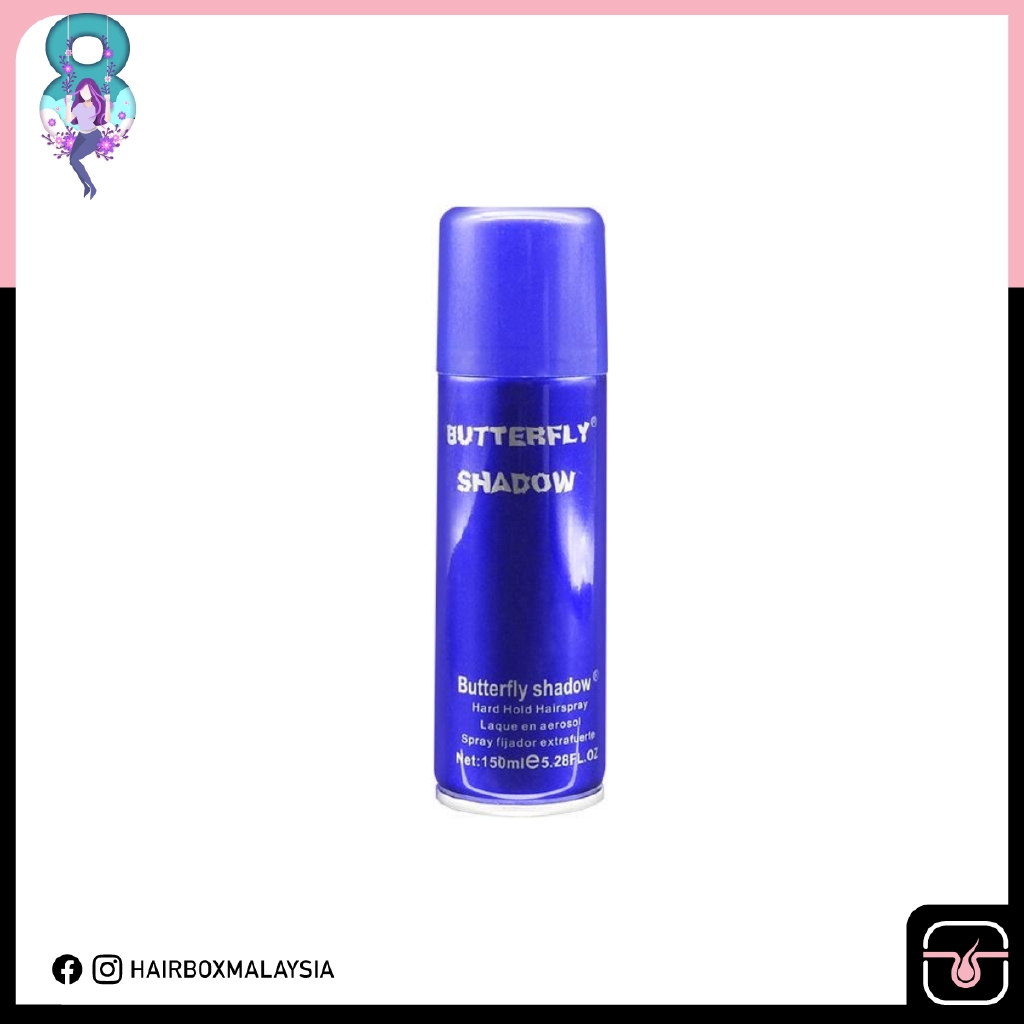 BUTTERFLY SHADOW Hard Hold Hair Spray (BLUE) (TRAVEL SIZE) - 150ML ...