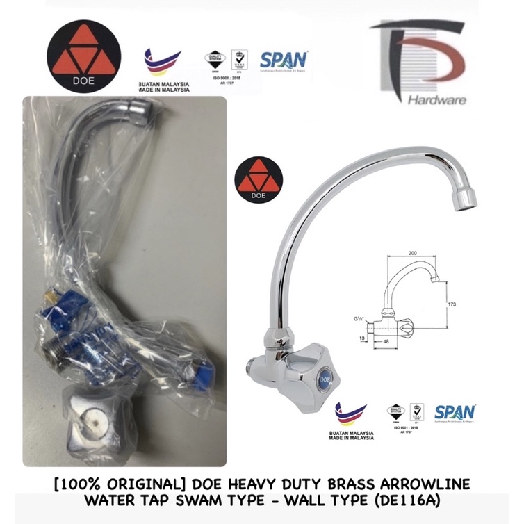 [100% ORIGINAL] DOE HEAVY DUTY BRASS ARROWLINE WATER TAP SWAM TYPE ...