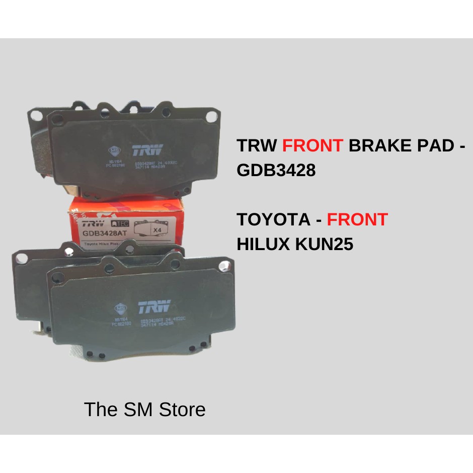 (READY STOCK) TRW GENUINE TOYOTA HILUX , FORTUNER DISC BRAKE PAD (FRT ...