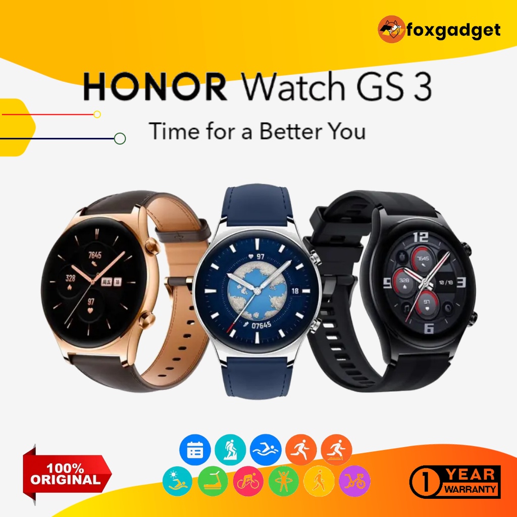 HONOR Watch GS 3 Fitness Smartwatch | Curved Screen | 8-Channel Heart ...