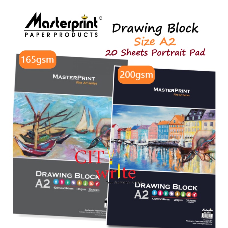 Portrait Size A2 165gsm 200gsm Drawing Block Art Craft Architectural ...