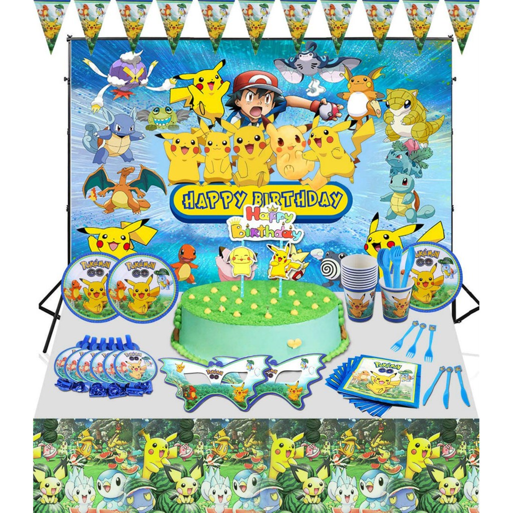 Pikachu Pokemon Tableware Theme Birthday Party Decoration Party ...