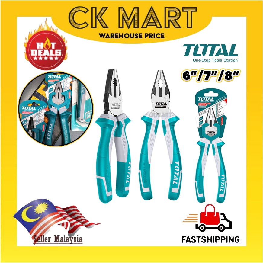 TOTAL Combination Pliers 6" 7" 8" THT210606 THT210706 THT210806 | Shopee Malaysia