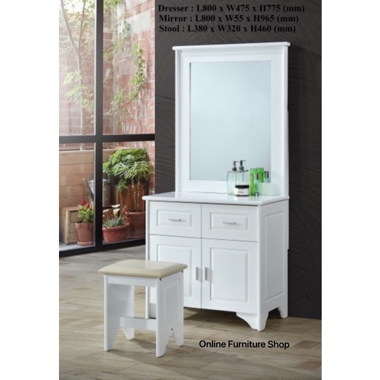 Dressing Table With Stool/ Meja Solek Putih (Fully assembly) | Shopee ...