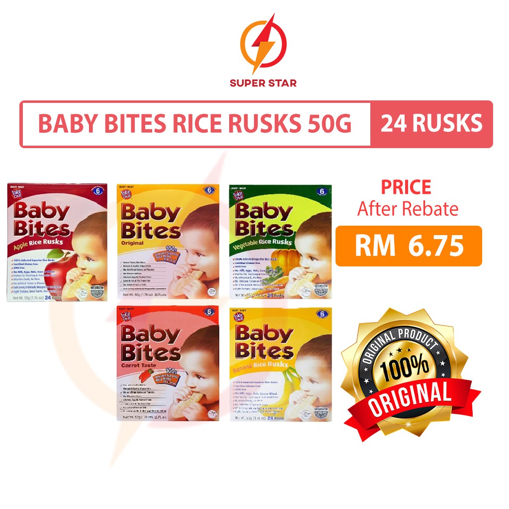 Baby Bites Rice Rusks All Flavour 50g (24 rusks) | Shopee Malaysia