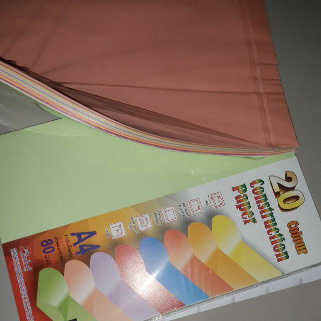 Assorted / Mix Colour A4 Paper 80gsm 20 Color x 5 sheet / 100 Sheet FTC ...