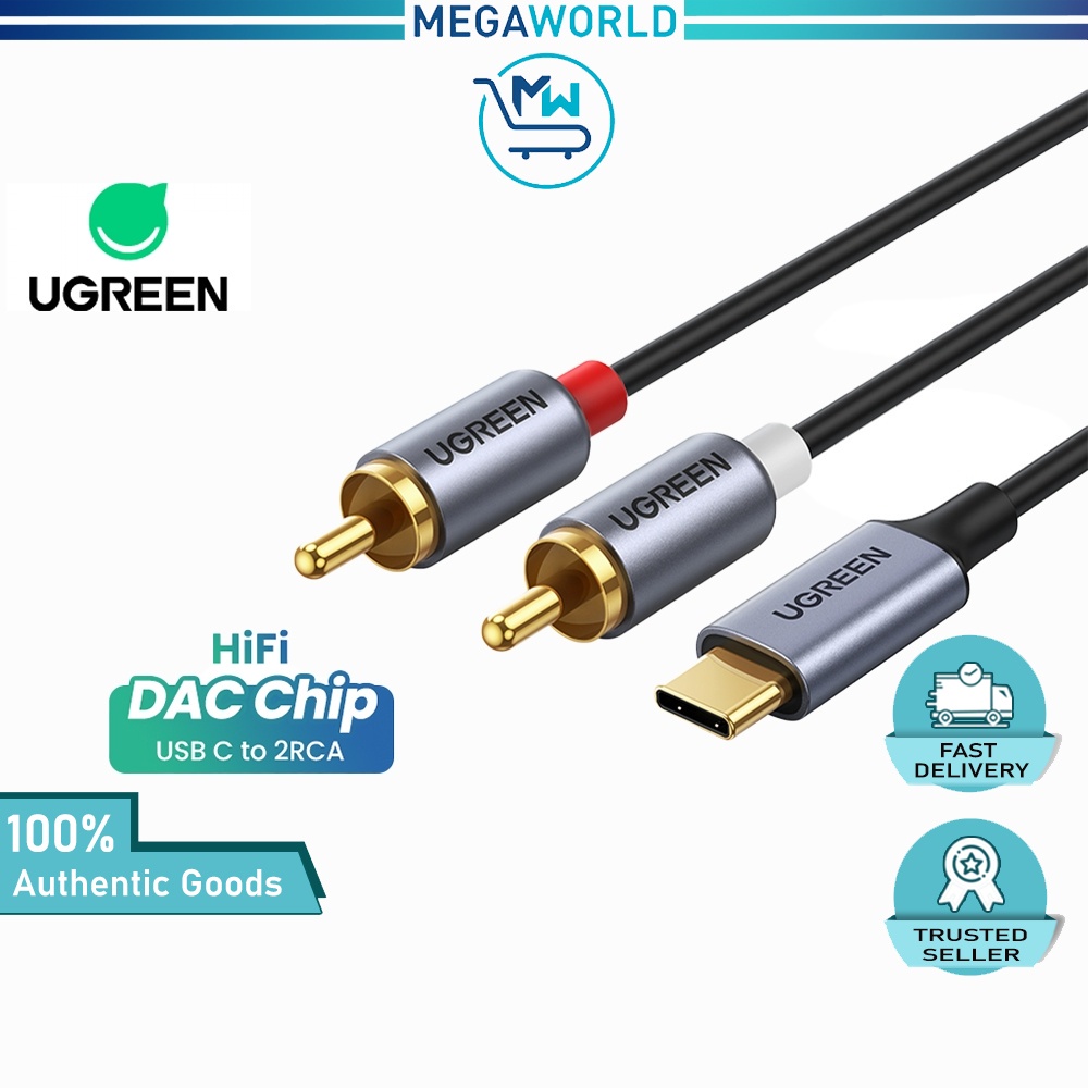 UGREEN USB C To 2 RCA Audio Converter Cable DAC Chip Type C to 2RCA ...