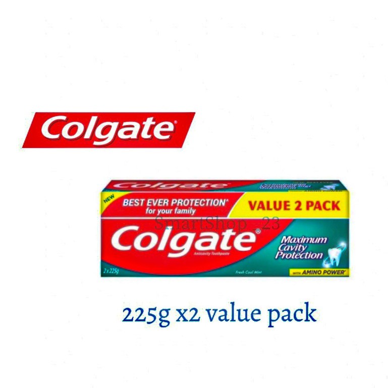 Colgate Fresh Cool Mint Maximum Cavity Protection 225g x2 Value Pack ...