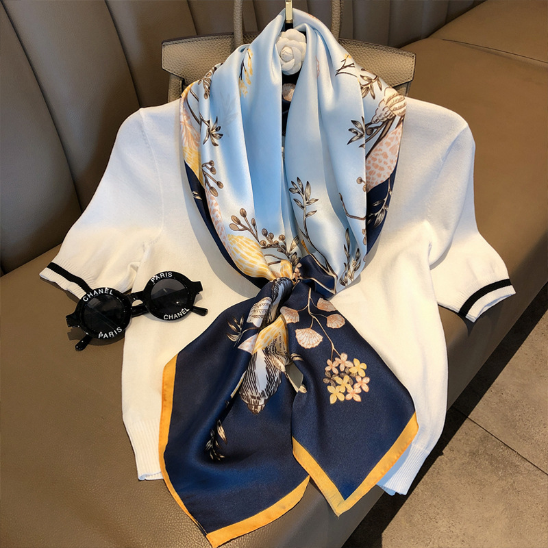 LISA Fashion Scarf 90x90cm Silk Feel Scarf Lady Square Scarf Women's ...