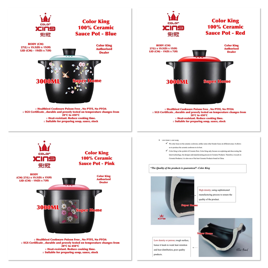 Color King 3000ML 100% Ceramic Sauce Pot (3234-3000) - ShangChu Series ...