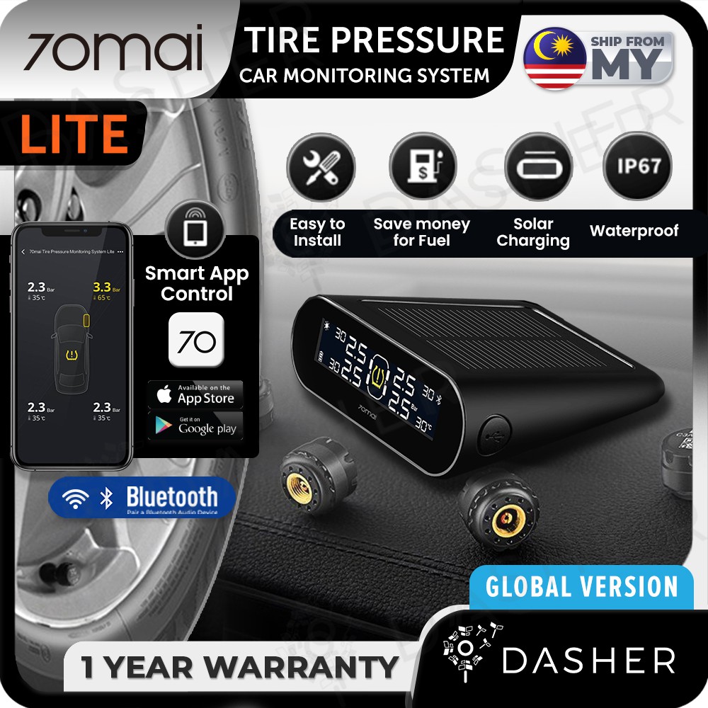【GLOBAL】 70mai TPMS Lite Tire Pressure Monitoring System Midrive T02 ...