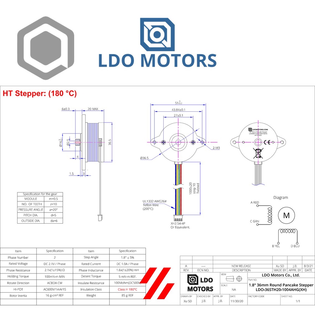 LDO-36STH20-1004AHG Pancake Stepper Motor (Suits Voron, 46% OFF