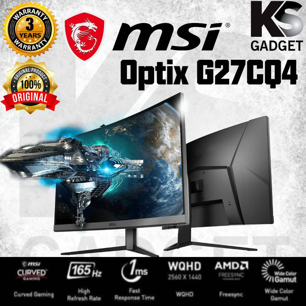 Msi optix g27cq4 27" wqhd va 165hz 1ms curved gaming monitor | BeeCost