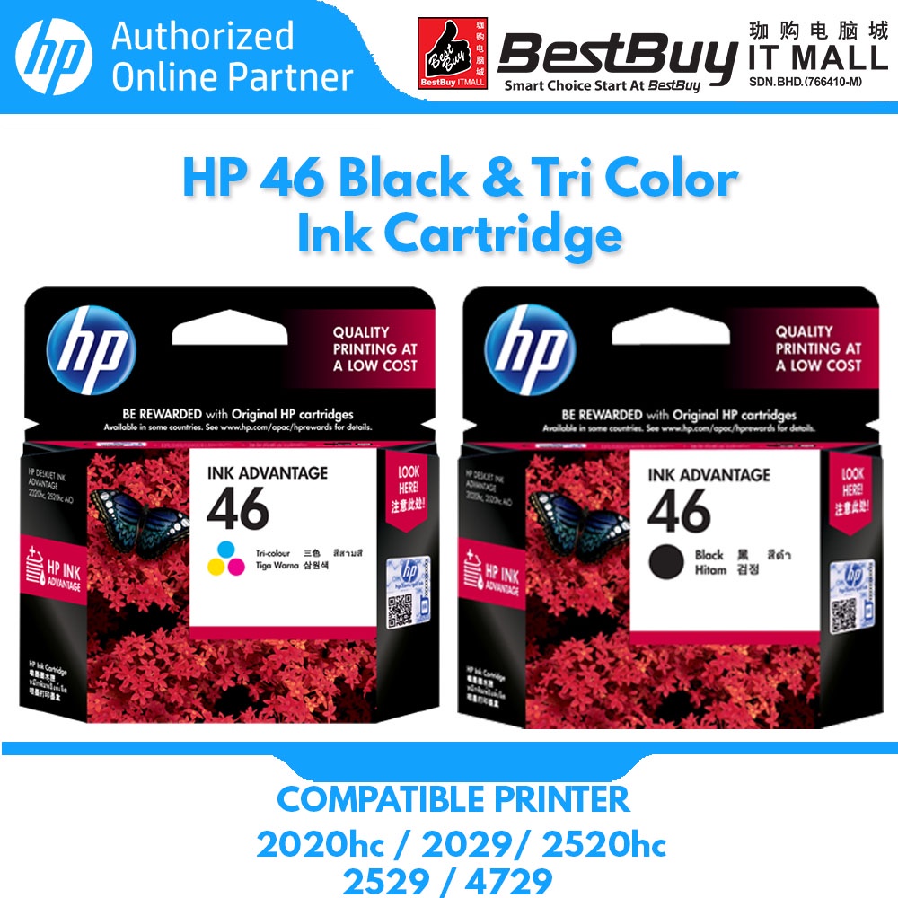 HP 46 Original Ink Advantage Cartridge - Black/Colour | Shopee Malaysia