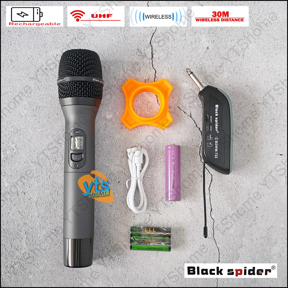 Black Spider BSWM-722 Portable Rechargeable UHF Wireless Microphone ( Handheld ) | Shopee Malaysia
