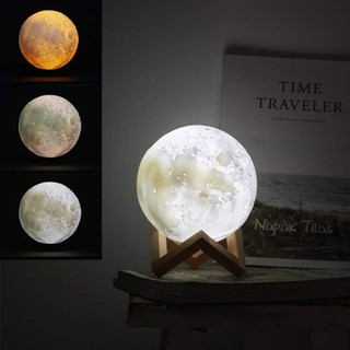 READY STOCK 3D LED Moon Light Moon Lamp Lunar USB Charging Touch ...