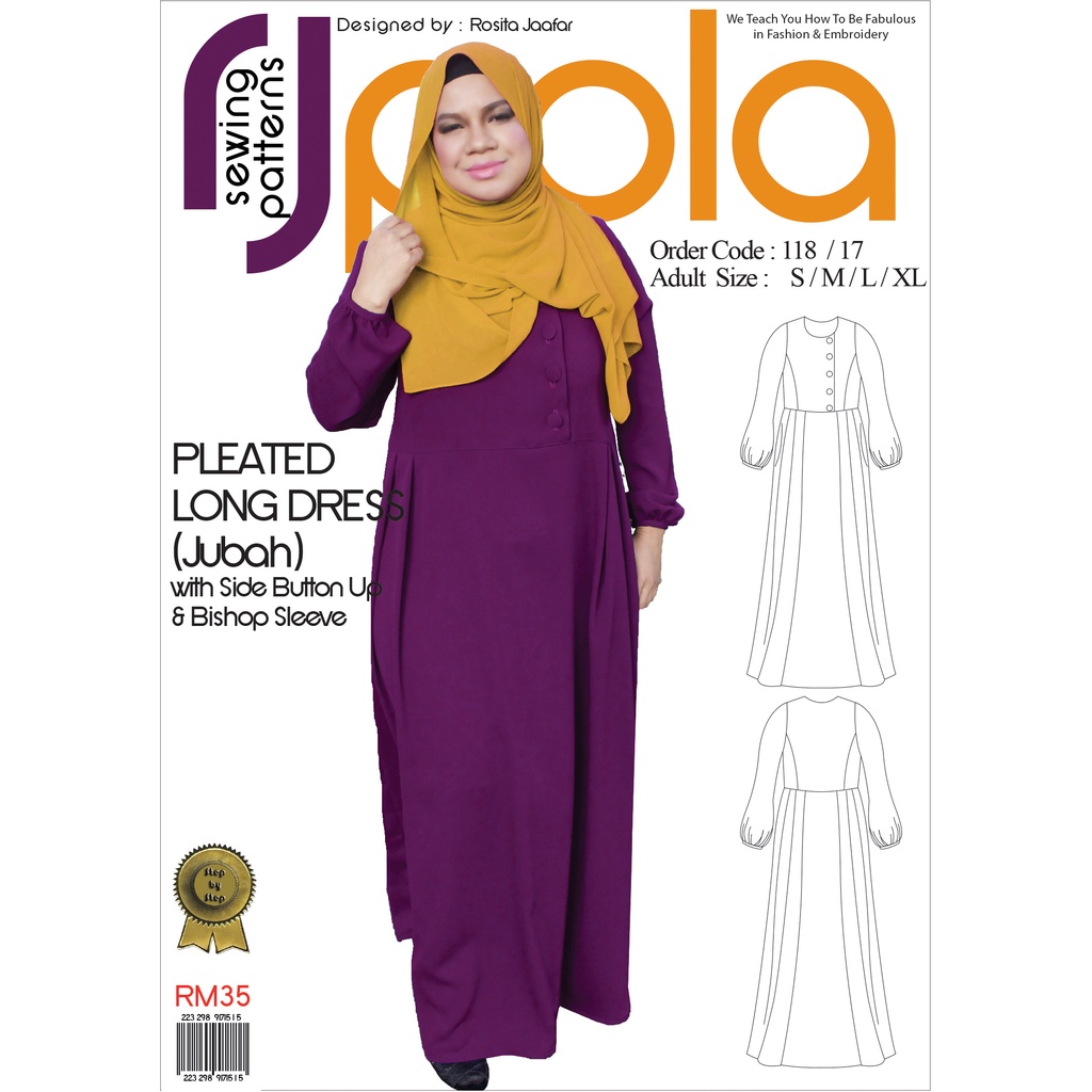 POLA PAKAIAN JUBAH BLUE PLEATED MAXI 118 RJPOLA rosita jaafar | Shopee ...