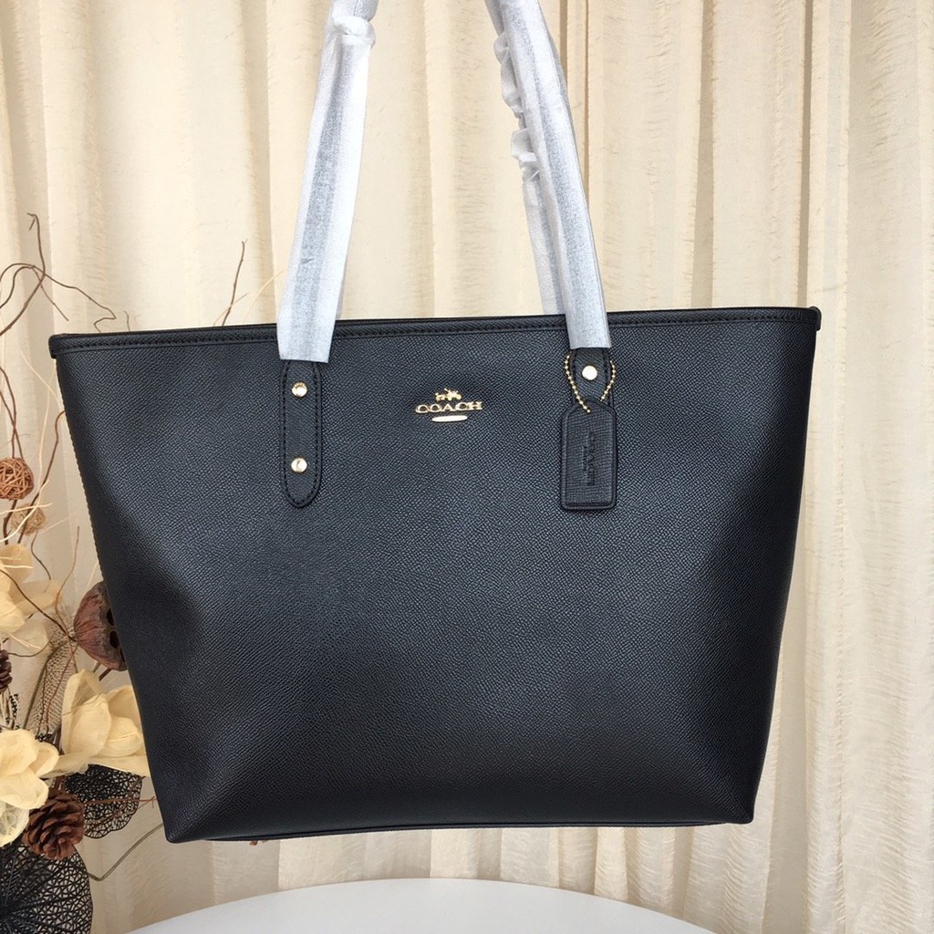 Coach City Zip Tote F58846 Black Crossgrain Leather - ayanawebzine.com