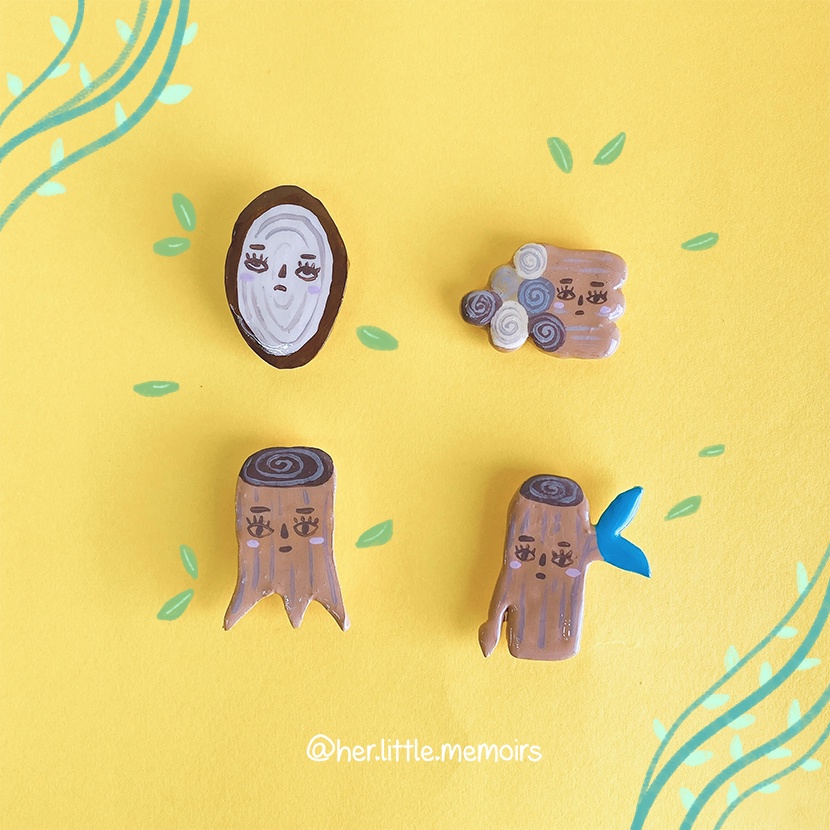 Handmade Wood Clay Pin(Forest Series) | Shopee Malaysia