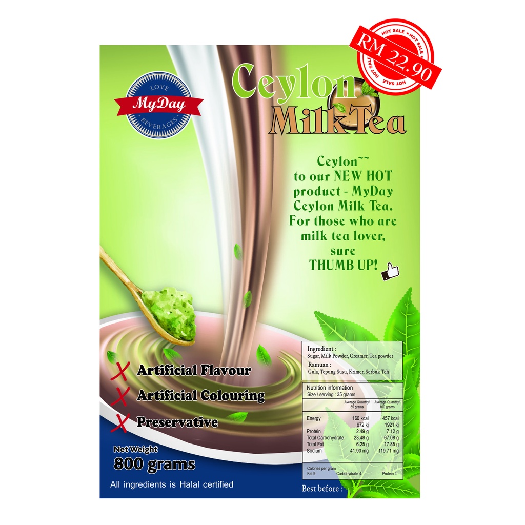 Ceylon Milk Tea (800 grams / 20 serving) Halal Certified | Shopee Malaysia