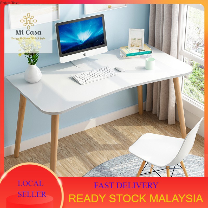 READY STOCK.. NORDIC STUDY TABLE (CURVE 100CM X 60CM X 73CM) | Shopee ...