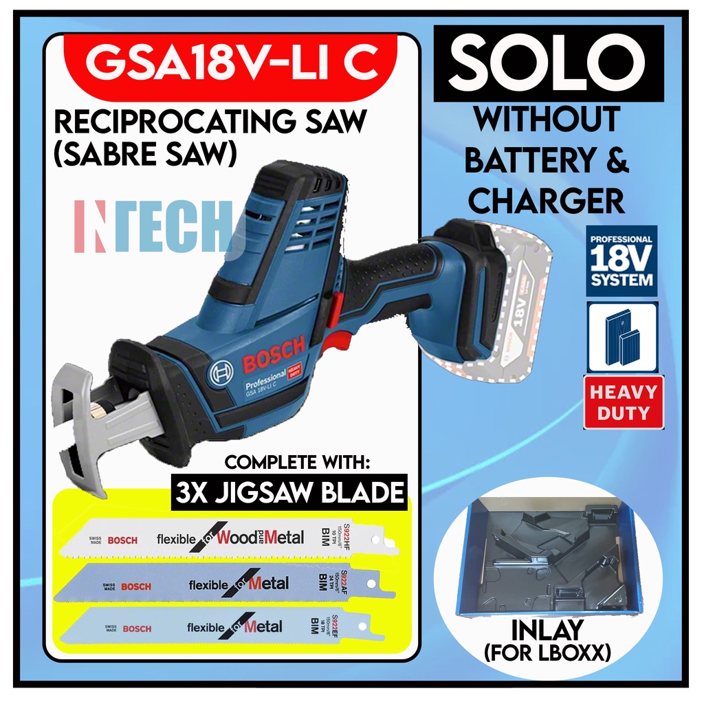 BOSCH GSA18V-LI C / GSA18VLIC 18V CORDLESS RECIPROCATING SAW (SOLO ...