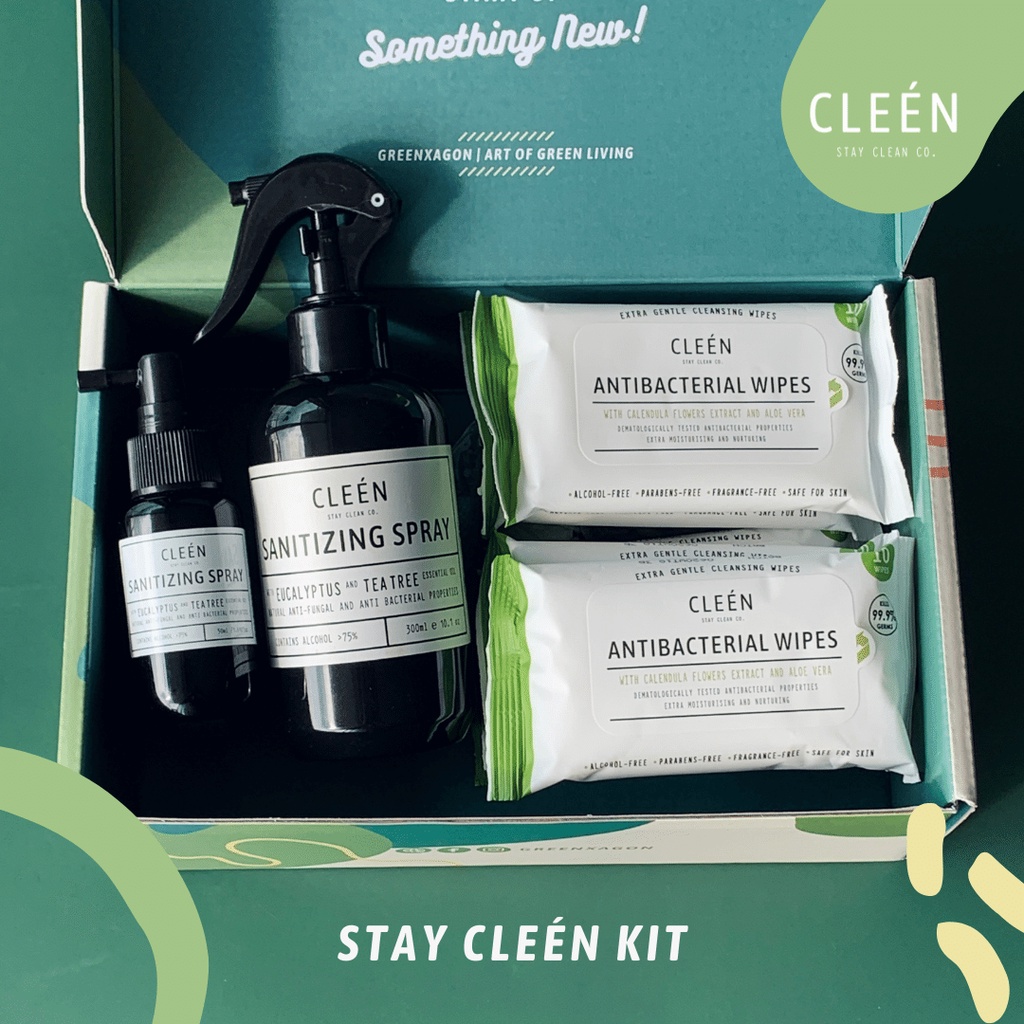 CLEEN - Stay Cleen Kit ( 1 X Sanitizer 300 ml , 1 X Sanitizer 50 ml , 6 ...