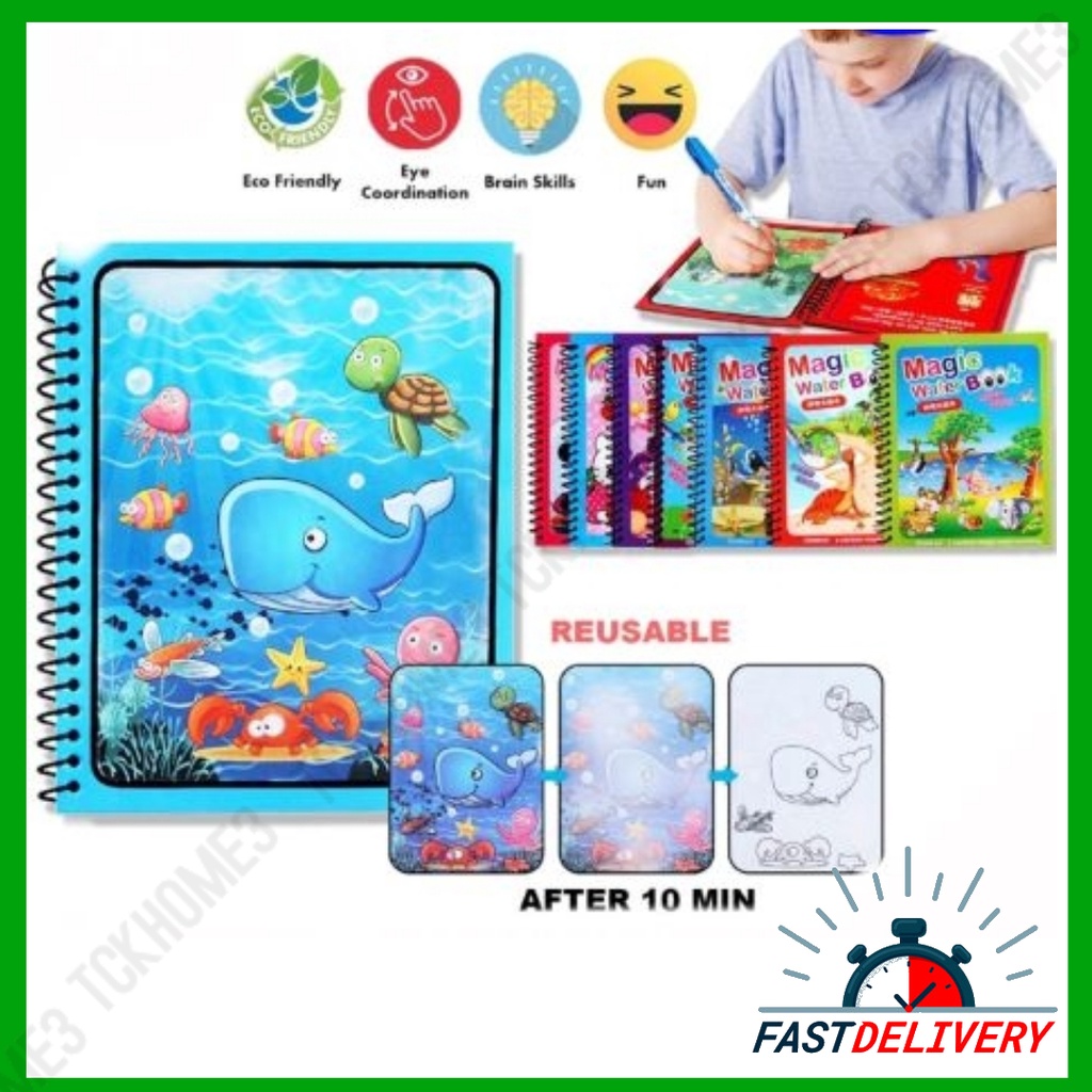 TCK Magic Water Drawing Colouring Book Doodle with 1 Magic Pen ...