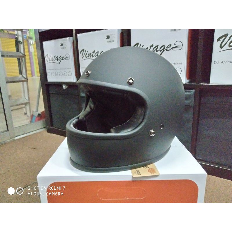 RETRO VINTAGE CAFE RACER CHOPPER AMZ EXCELOR FULLFACE MOTORCYCLE HELMET ...