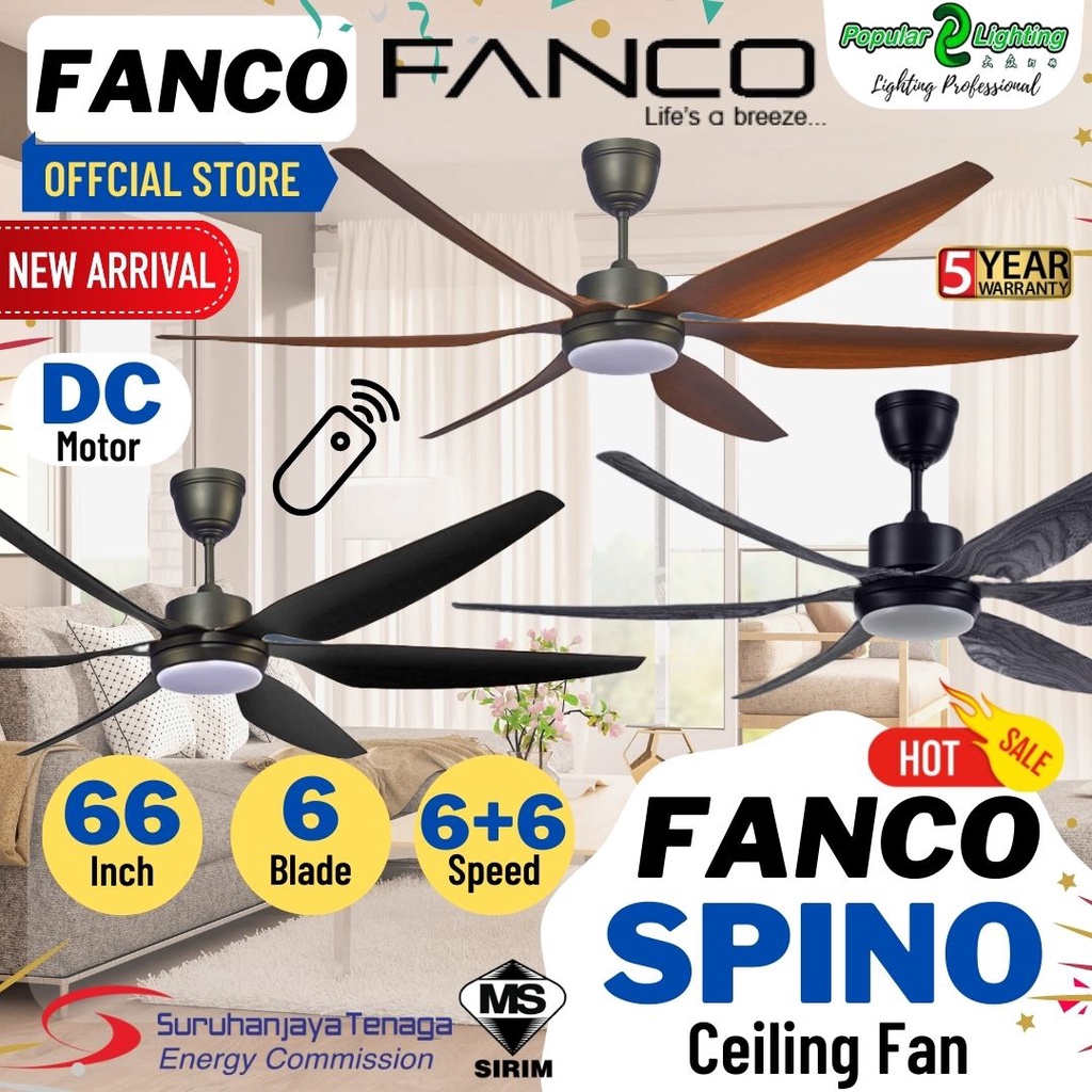 FANCO SPINO F656/F666 DC Motor 12 Speeds Ceiling Fan 56/66 inch/kipas ...