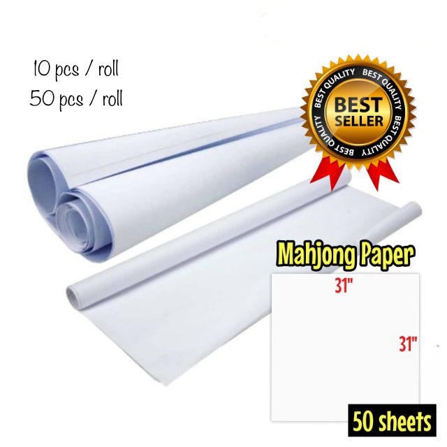 Mahjong Paper 50gms - 31" x 31" 10 / 50 pcs per roll White Mahjong ...