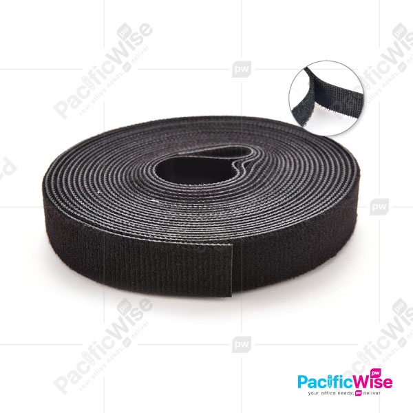 Velcro Tape/Self Adhesive Tape/Pita Pelekat (1" x 25m) (Black) - 1Roll ...
