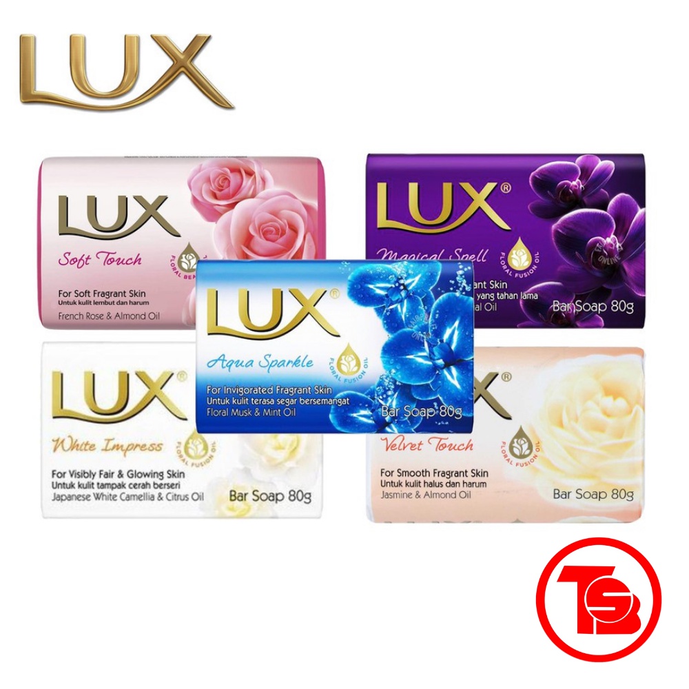 Lux Soap Bar 80g x 3pcs Soft Touch, Aqua Sparkle, White Impress, Velvet ...