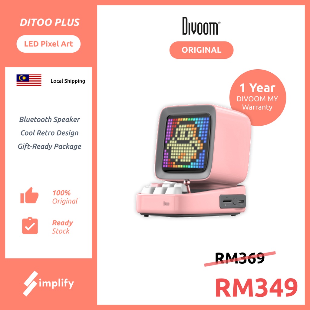 [Official 🇲🇾 Warranty] DIVOOM Ditoo Plus Pixel Art Game Portable ...