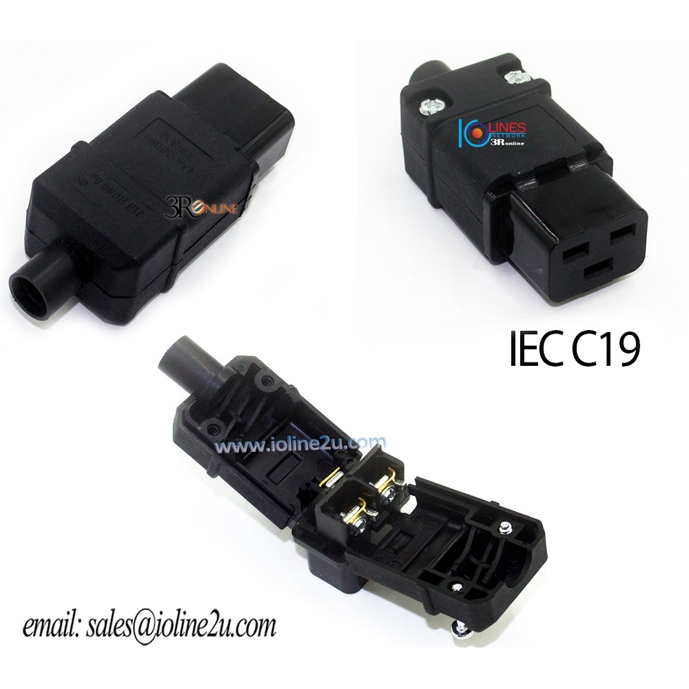 IEC-320-C19 AC Cable Mount Rewireable connector female Plug Pure copper 16A | Shopee Malaysia