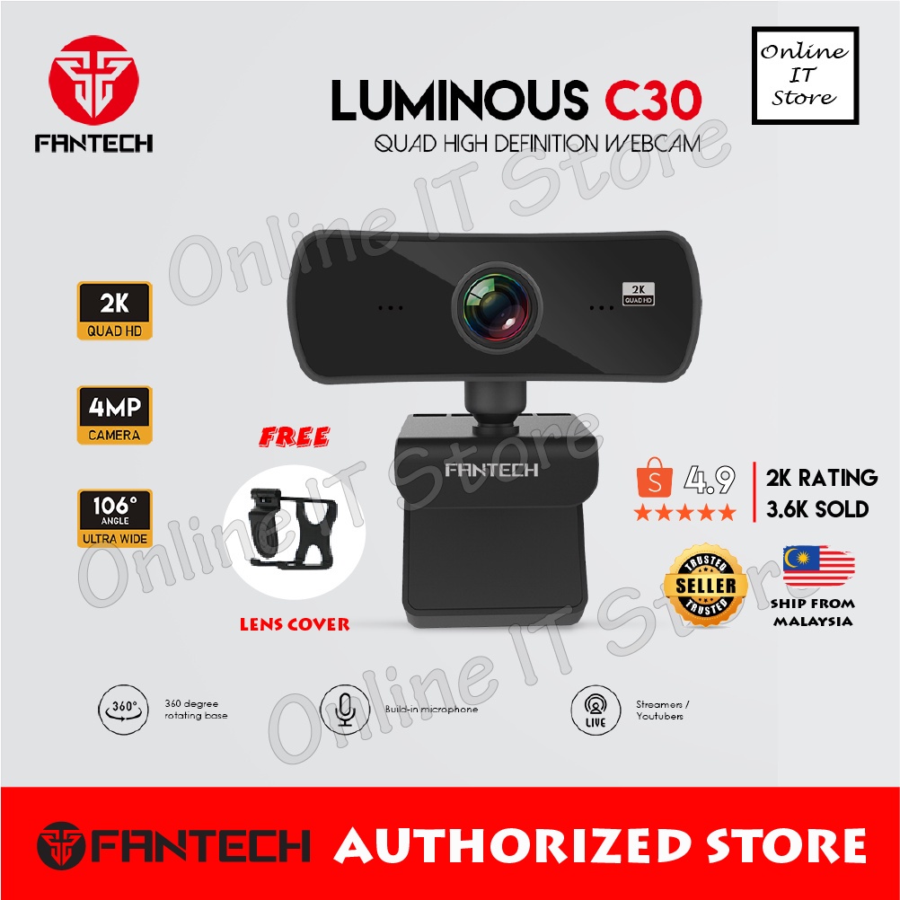 Fantech Webcam 2K 4MP Luminous C30 QHD 1440P 🔥 Very High Quality 🔥 ...