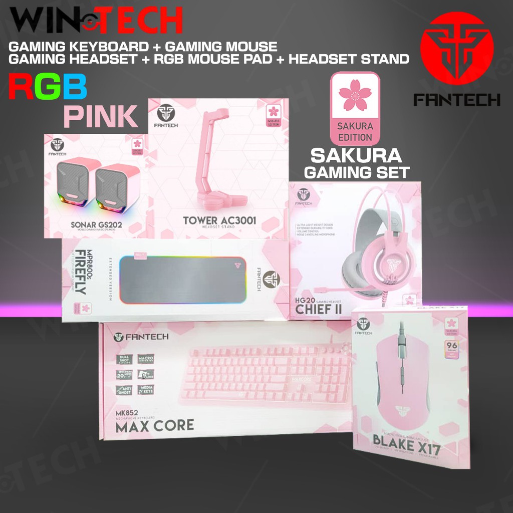 FANTECH SAKURA EDITION PINK GAMING SET GAMING KEYBOARD & GAMING MOUSE ...