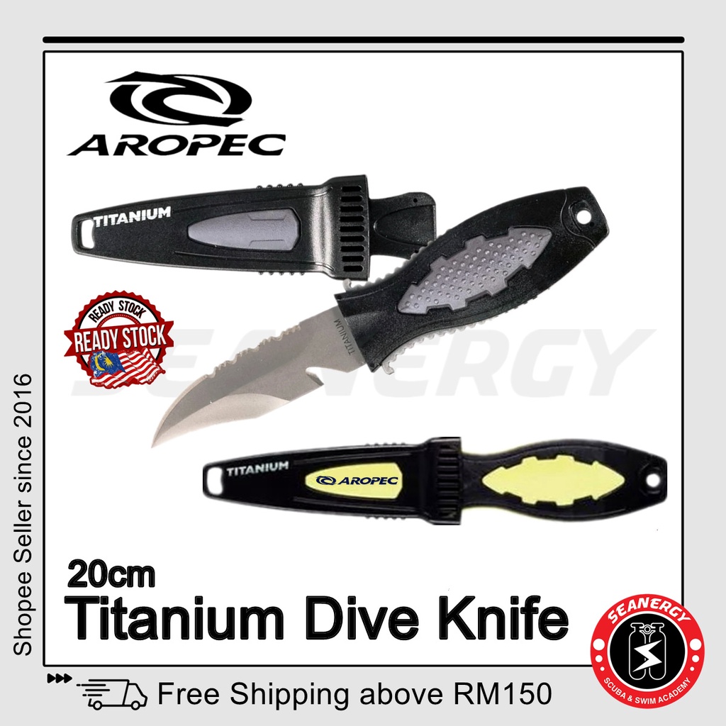 Aropec Titanium Dive Knife Line Cutter for Scuba Diving Spearfishing ...