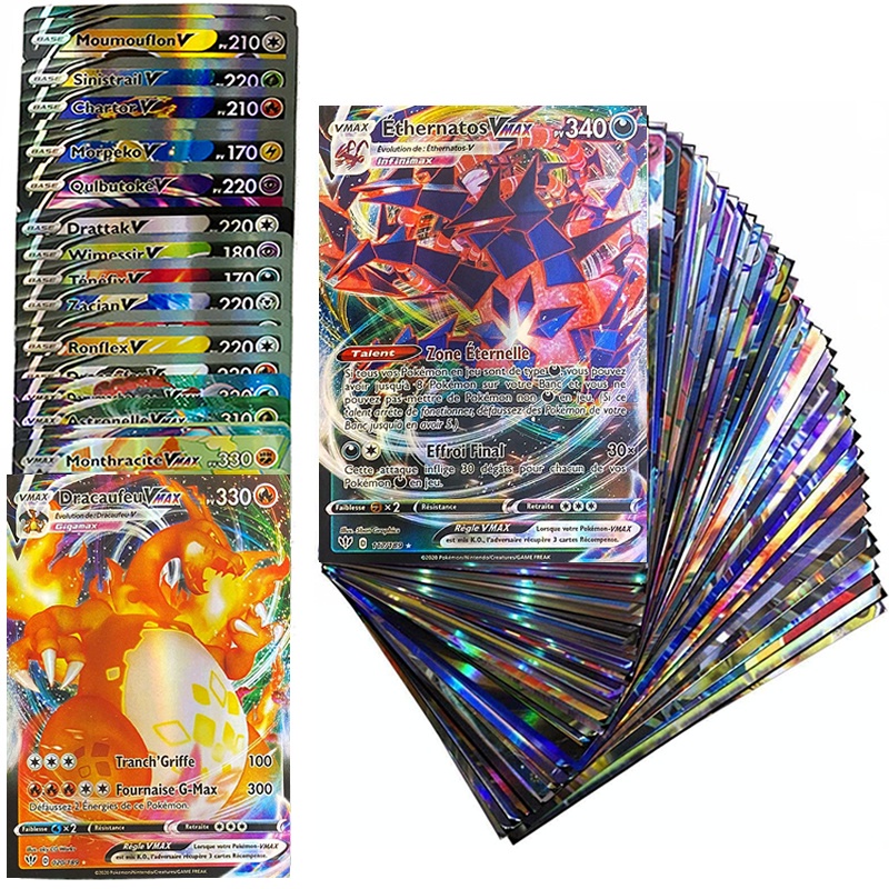 French pokemon card shining v vmax tag team gx mega ex card box display ...
