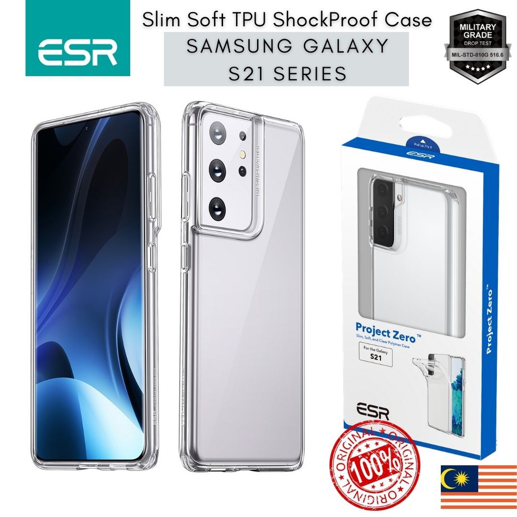 ESR PROJECT ZERO Samsung Galaxy S21 / Plus / Ultra Non Yellowish Clear Slim Soft TPU Shockproof ...
