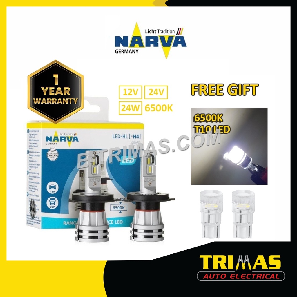 Narva Range Performance LED 12V 24V 6500K H1 H3 H4 H7 H8 H11 HB3 9005 ...