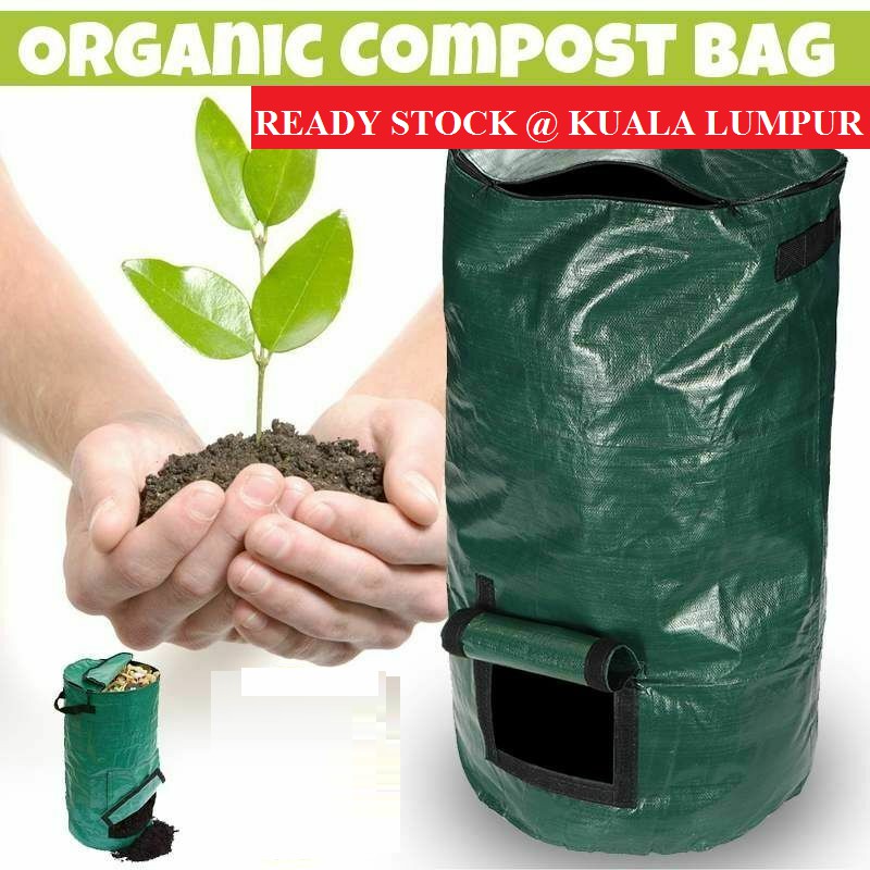 Organic Waste Kitchen Garden Yard Compost Bag Portable Environmental PE ...