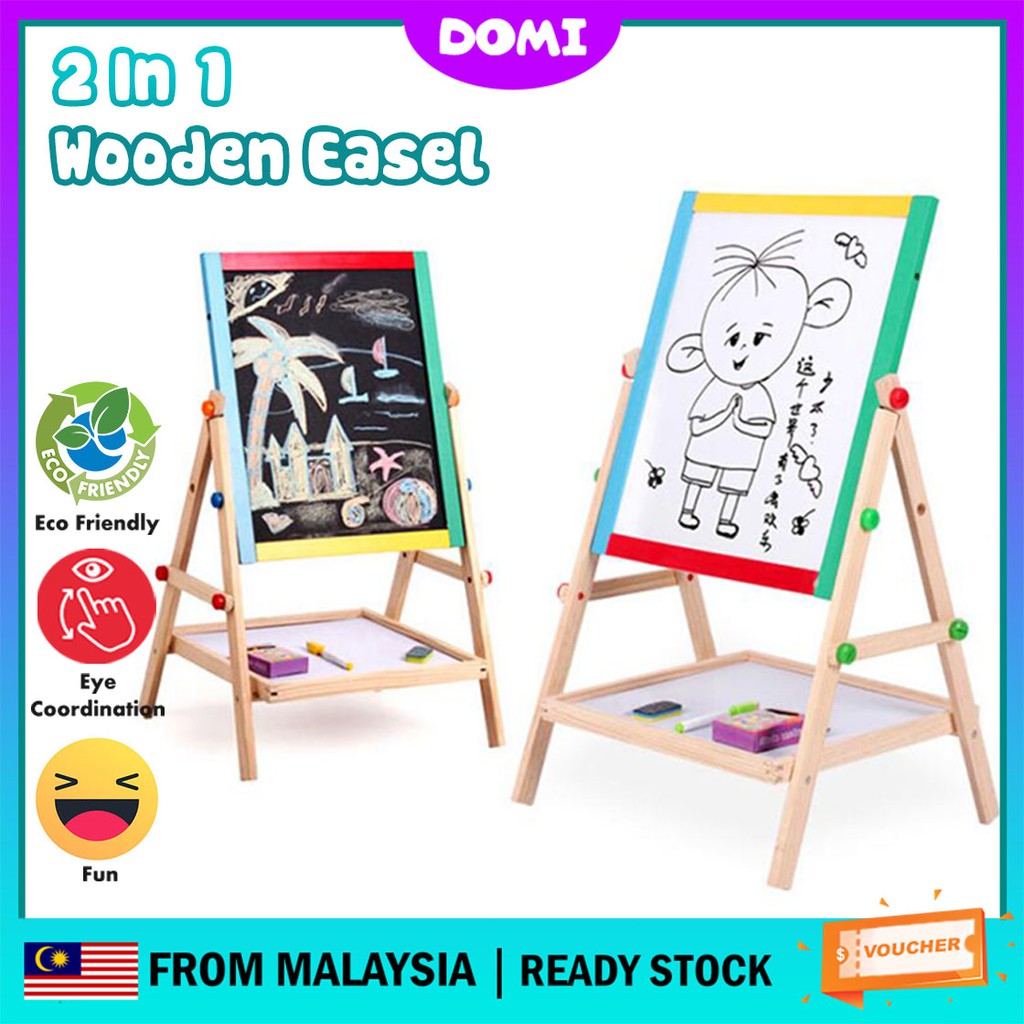 DOMI[CLEAR STOCK] 2 In 1 Wooden Standing Easel Adjustable Drawing Board ...