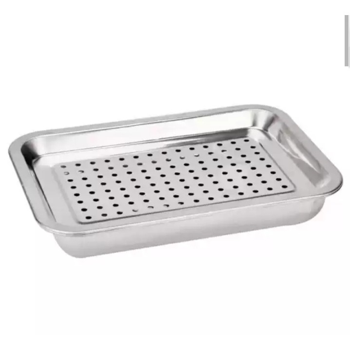 Stainless Steel Tray With Strainer / Drainage Tray / Food Tray | Shopee ...