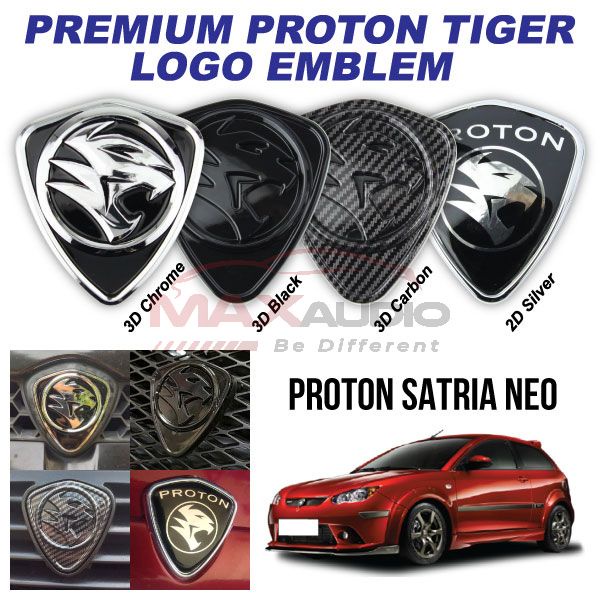 Car Emblem PROTON SATRIA NEO Logo 3D Tiger No Color Fade Front Rear ...