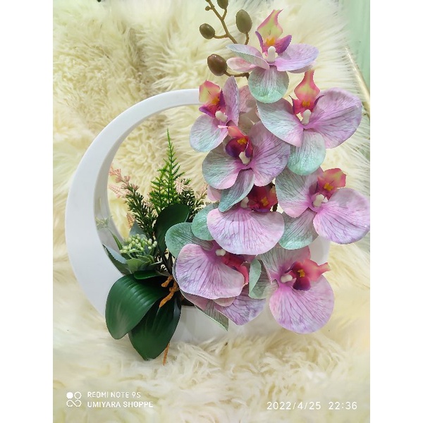 Gubahan Bunga Artificial Orchid Bunga Orkid Latex 3d Bunga Hiasan Pasu ...