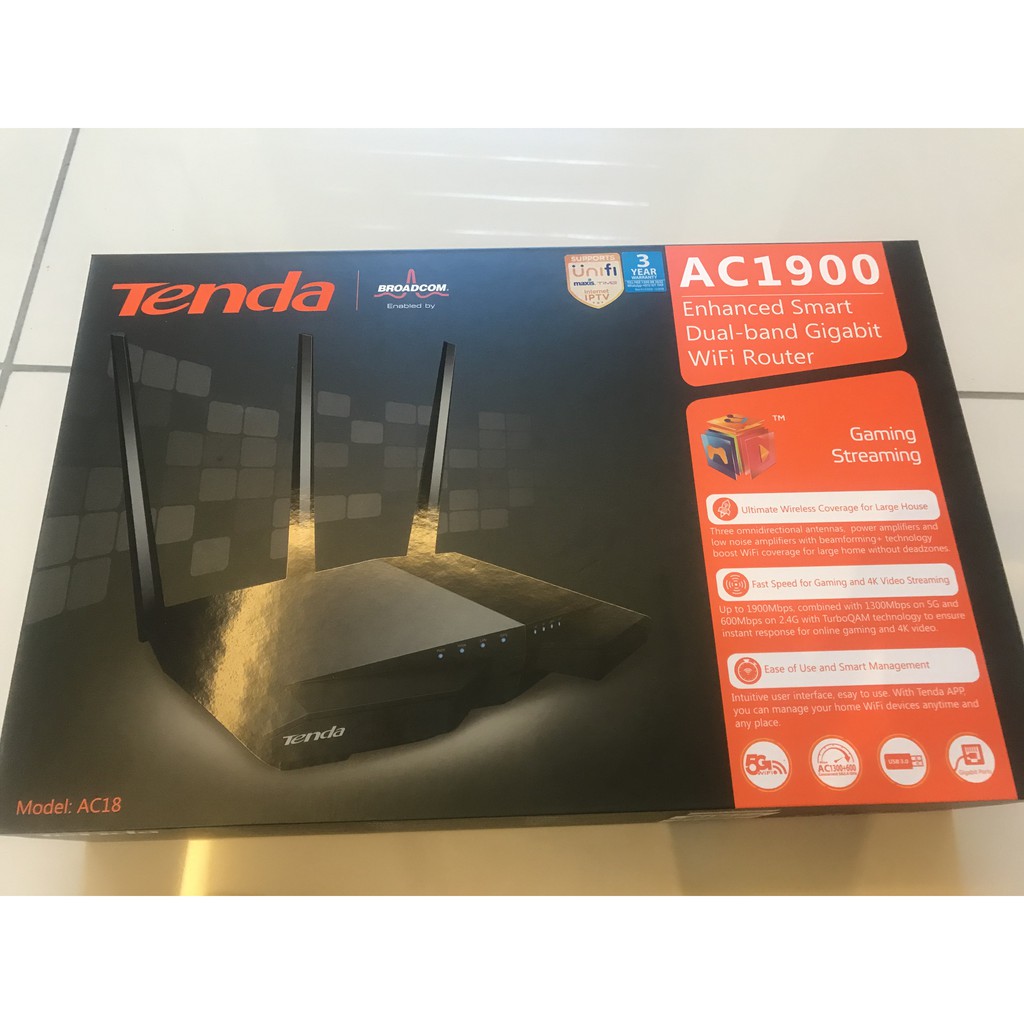 TENDA AC18 AC1900 ENCHANCED SMART DUAL-BAND WIFI GIGABIT WIFI ROUTER ...