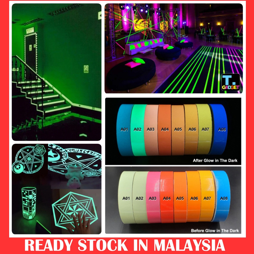 3m Ribbon Luminous Glow Warning Tape Sticker In Dark Neon Safety ...