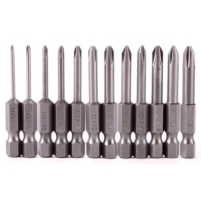 12pcs 50mm 1/4 Inch Hex Shank Magnetic Phillips Cross Screwdriver Bits ...
