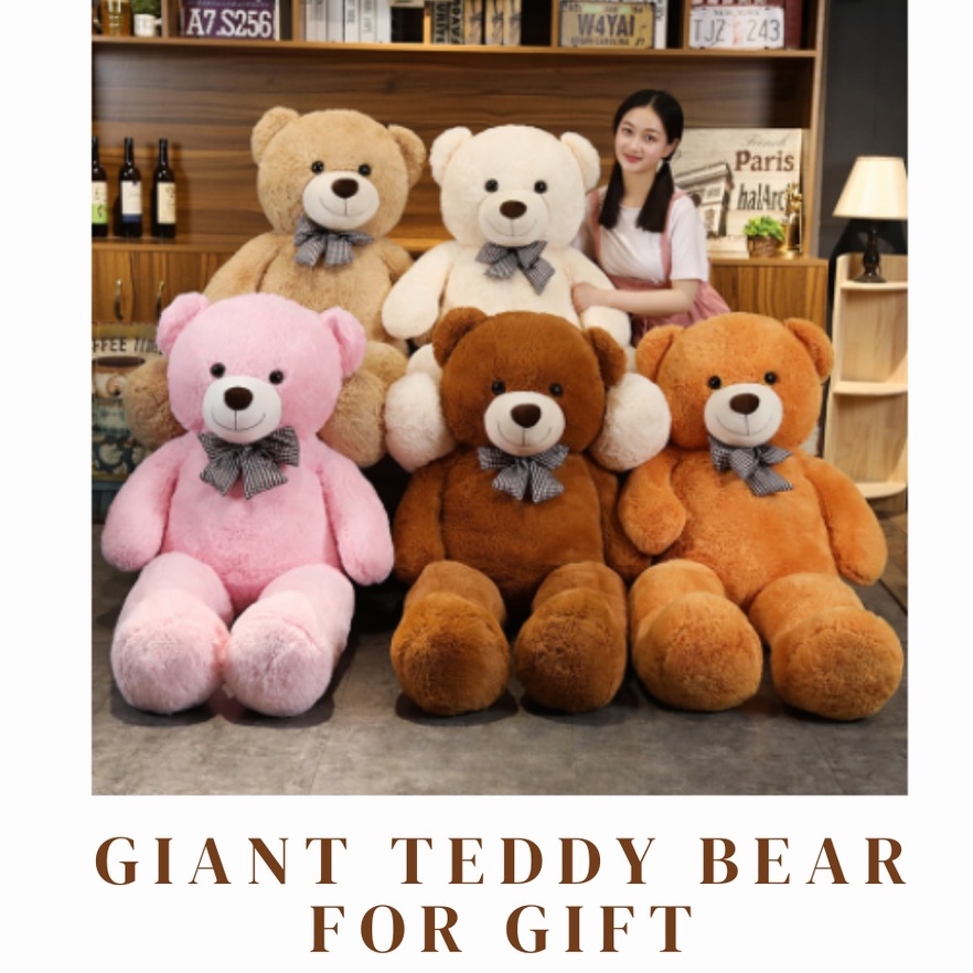 180/1.8m 1.2m Giant Teddy Bear Plush Toys Doll Brown Teddy Bear Besar ...